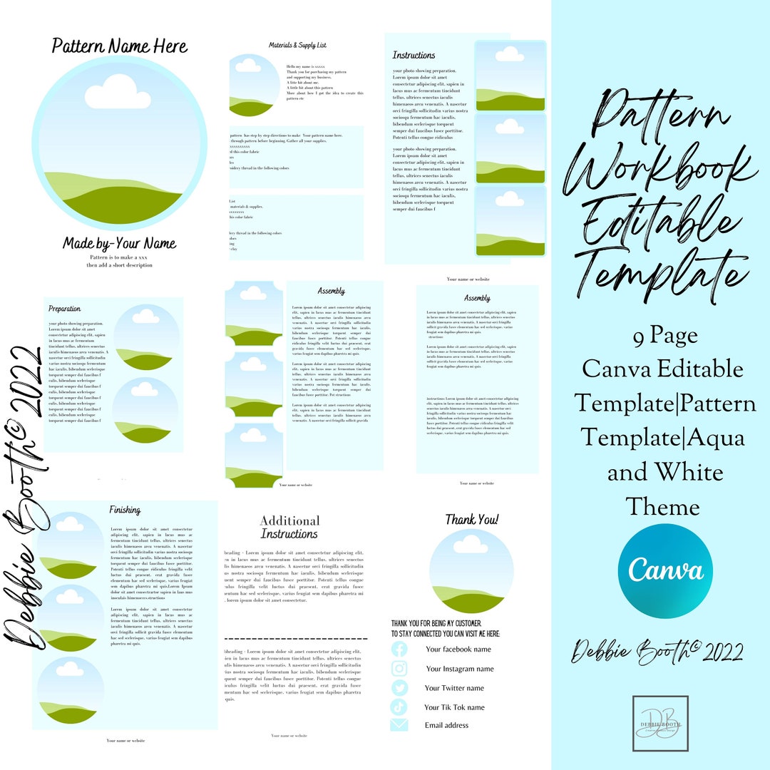 Make Your Own Pattern Aqua White Pattern Editable Template Pattern ...