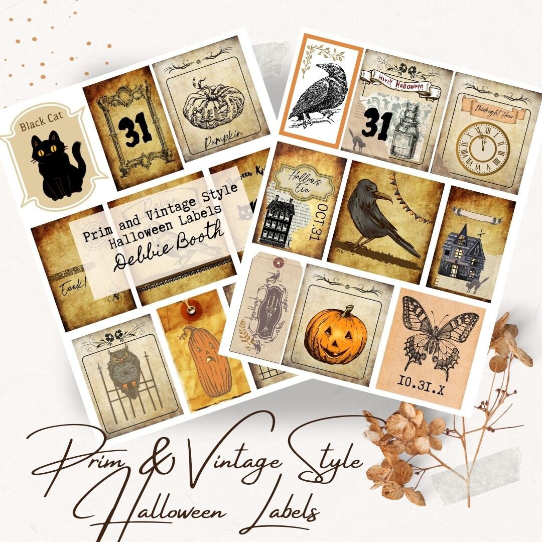 Halloween Vintage and Prim Style Labels and Tags | Halloween Ephemera ...