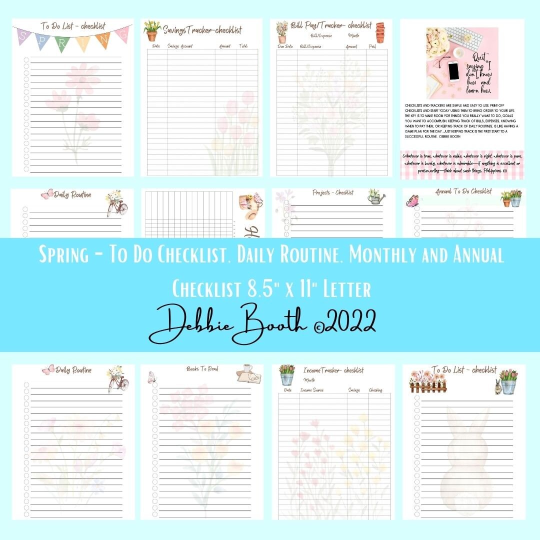 Spring Designs to Do Checklists Daily Monthly Bill - Etsy