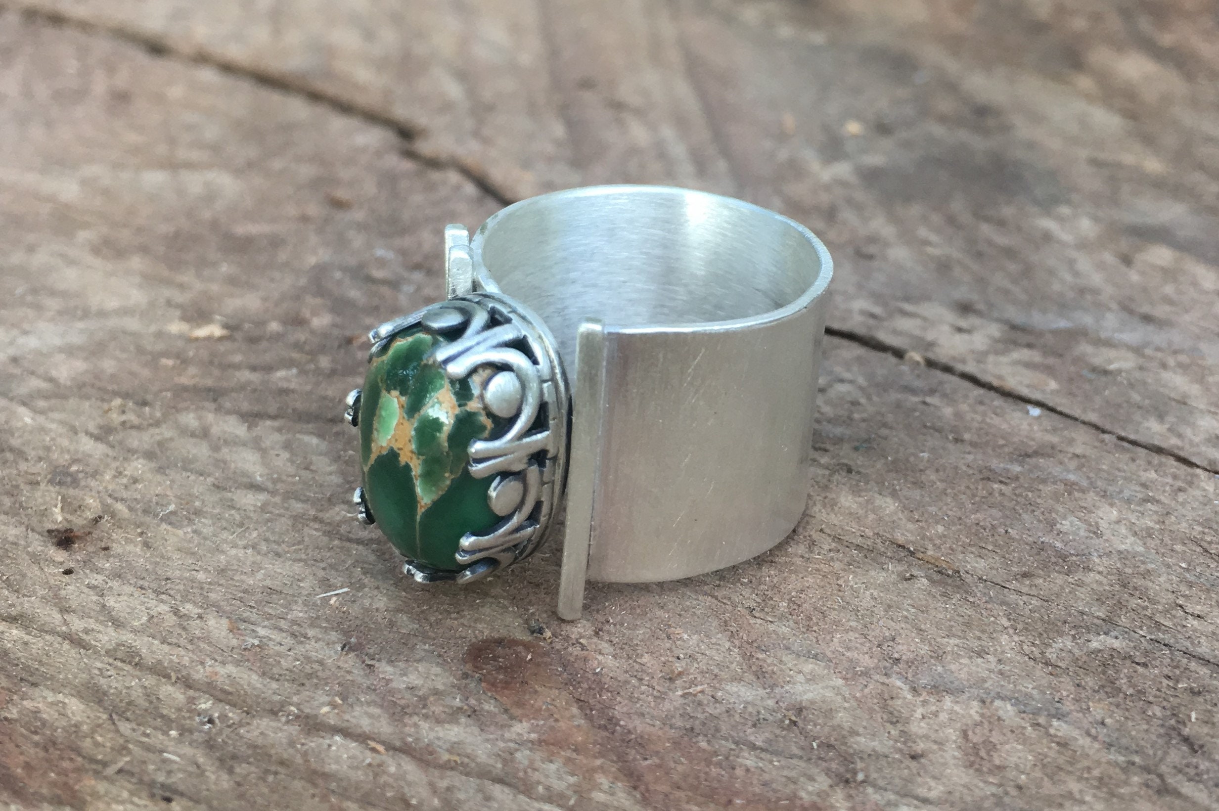 Handstamped Australian Variscite Sterling Silver Ring One of a Kind ...