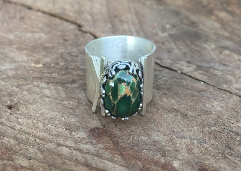Handstamped Australian Variscite Sterling Silver Ring One of a Kind ...