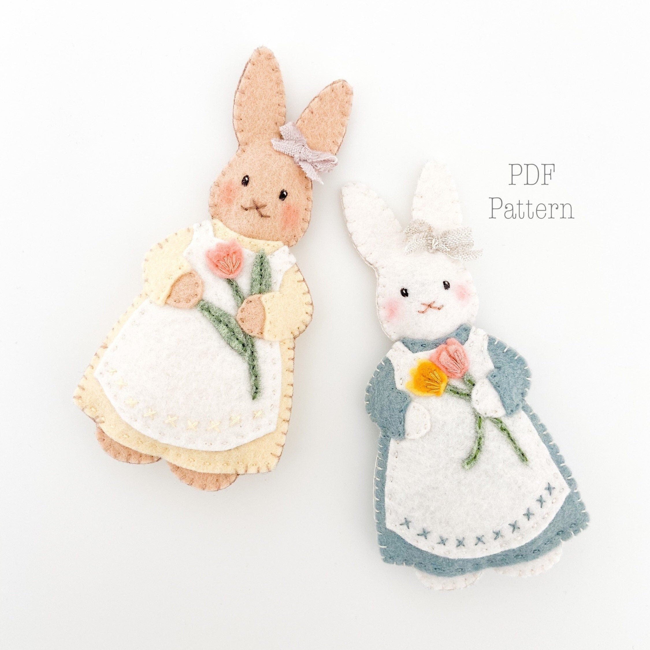 Easter Bunny Felt Ornament Pattern: Posy Cottontail DIY Easter Craft ...