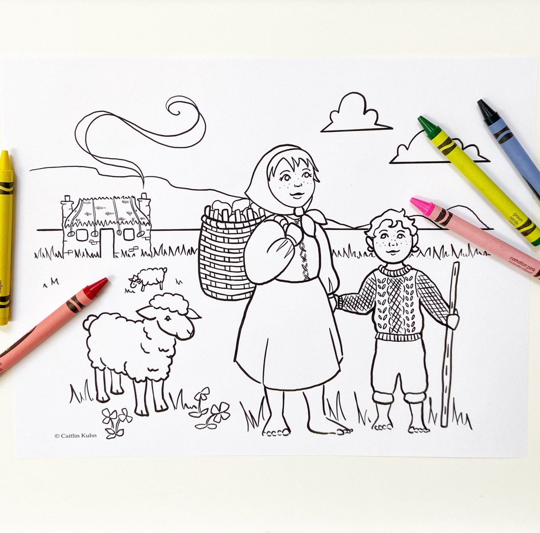 St. Patrick's Day Coloring Page, Irish Coast Coloring Sheet, Ireland ...