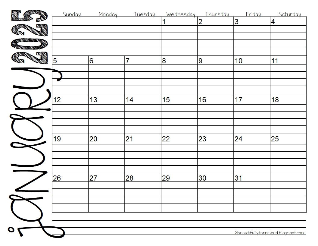 2025 Landscape Lined & Unlined Monthly Calendars | 8.5x11 | LANDSCAPE ...