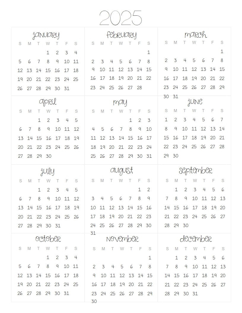 2025 Portrait Lined & Unlined Monthly Calendars | PORTRAIT | 8.5x11 ...