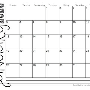 2026 Monday Start - Lined & Unlined Monthly Calendars | 8.5x11 ...