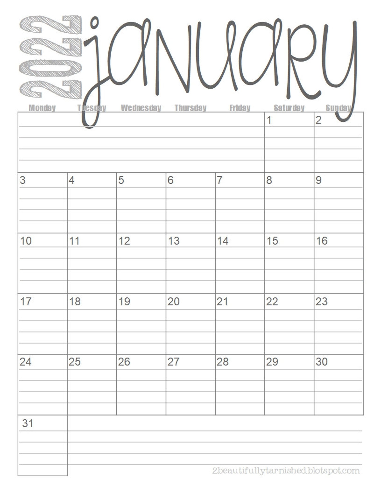 2022 Monday Start Lined Monthly Calendars 8 5x11 PORTRAIT Etsy Espa a