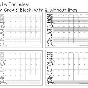2024 Landscape Lined & Unlined Monthly Calendars | 8.5x11 | LANDSCAPE ...