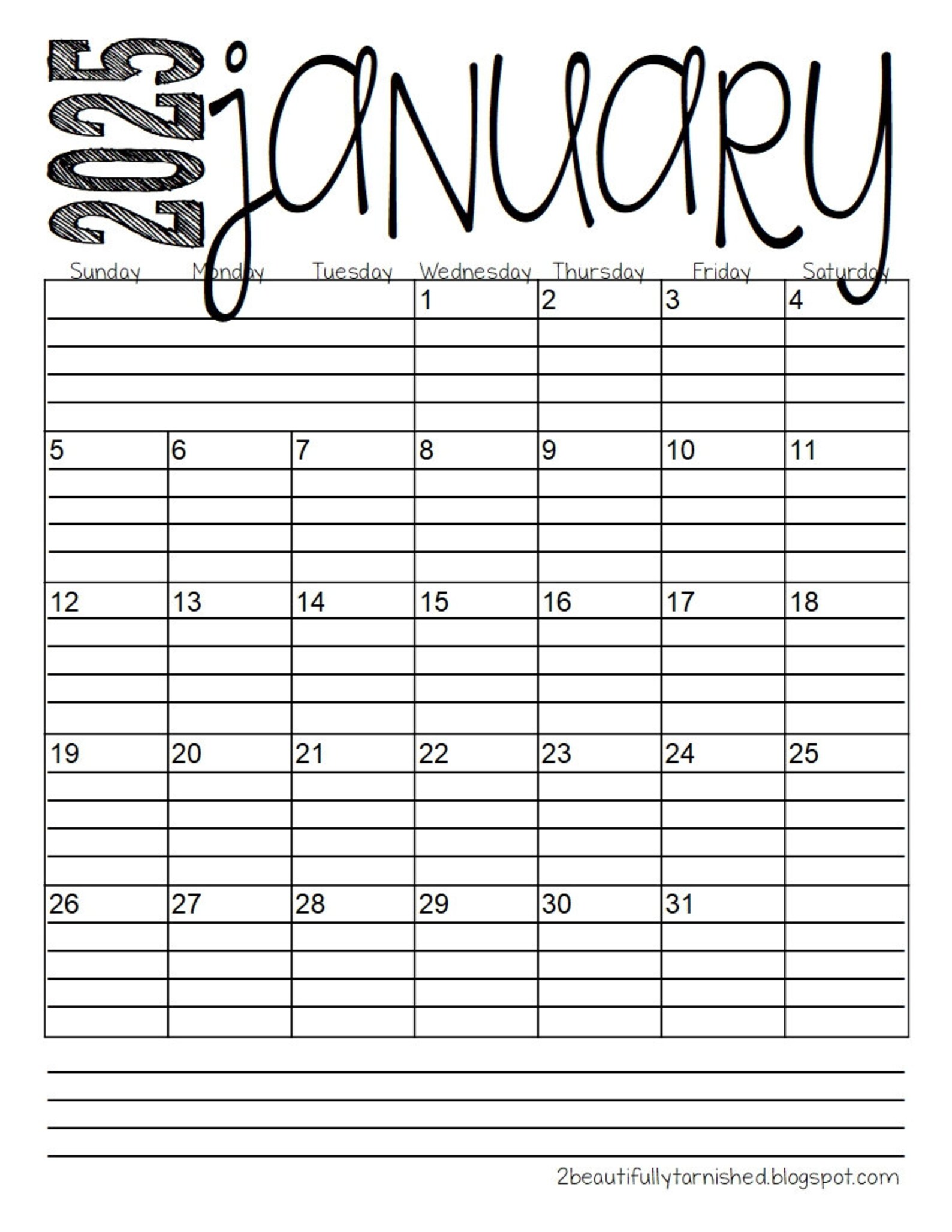 2025 Portrait Lined & Unlined Monthly Calendars | PORTRAIT | 8.5x11 ...