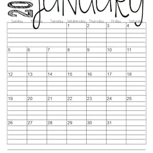 2025 Portrait Lined & Unlined Monthly Calendars | PORTRAIT | 8.5x11 ...