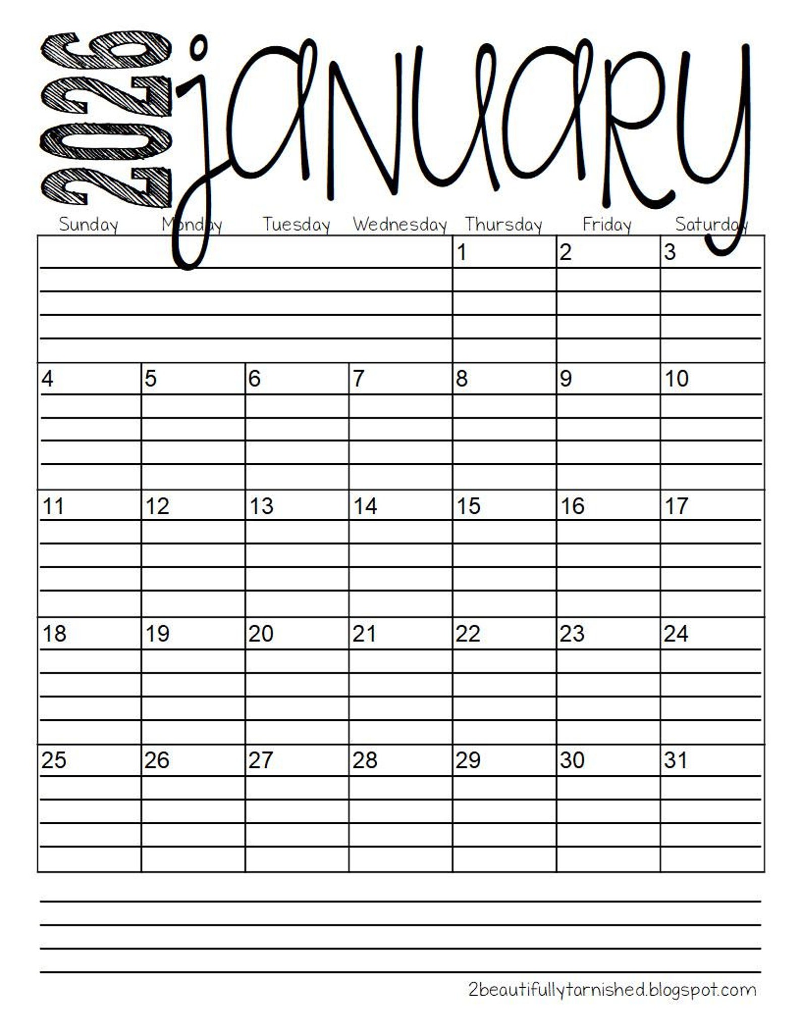 2026 Portrait Lined & Unlined Monthly Calendars | PORTRAIT | 8.5x11 ...