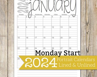 2025 Landscape Lined & Unlined Monthly Calendars | 8.5x11 | LANDSCAPE ...