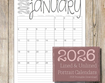 2025 Landscape Lined & Unlined Monthly Calendars | 8.5x11 | LANDSCAPE ...
