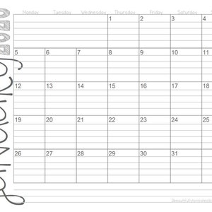 2026 Monday Start - Lined & Unlined Monthly Calendars | 8.5x11 ...