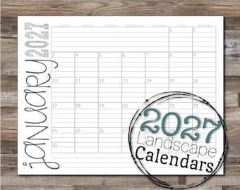 2025 Landscape Lined & Unlined Monthly Calendars 8.5x11 LANDSCAPE Jan ...