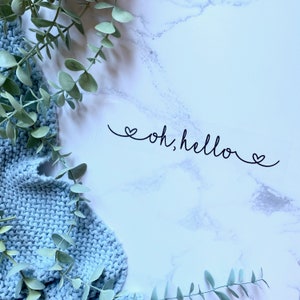 Calligraphy 'oh Hello' Heart Front Door/wall Decal. - Etsy