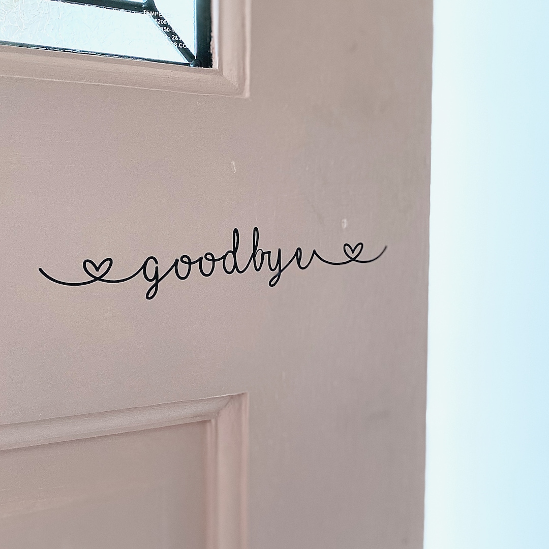Calligraphy 'goodbye' Heart Front Door/wall Decal. Country Cottage ...