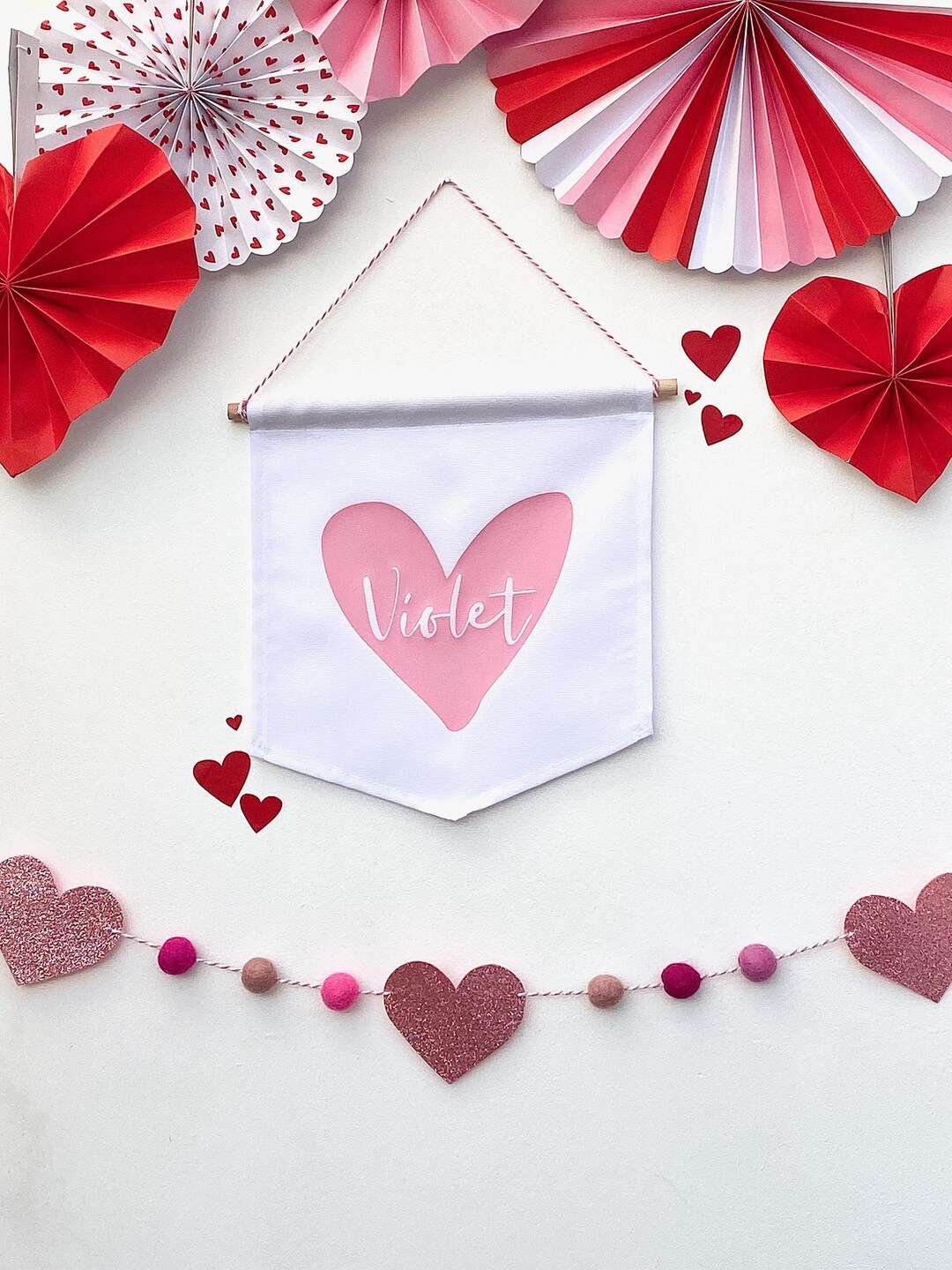 Personalised Love Heart Valentines Day Flag, Valentines Home Decor ...
