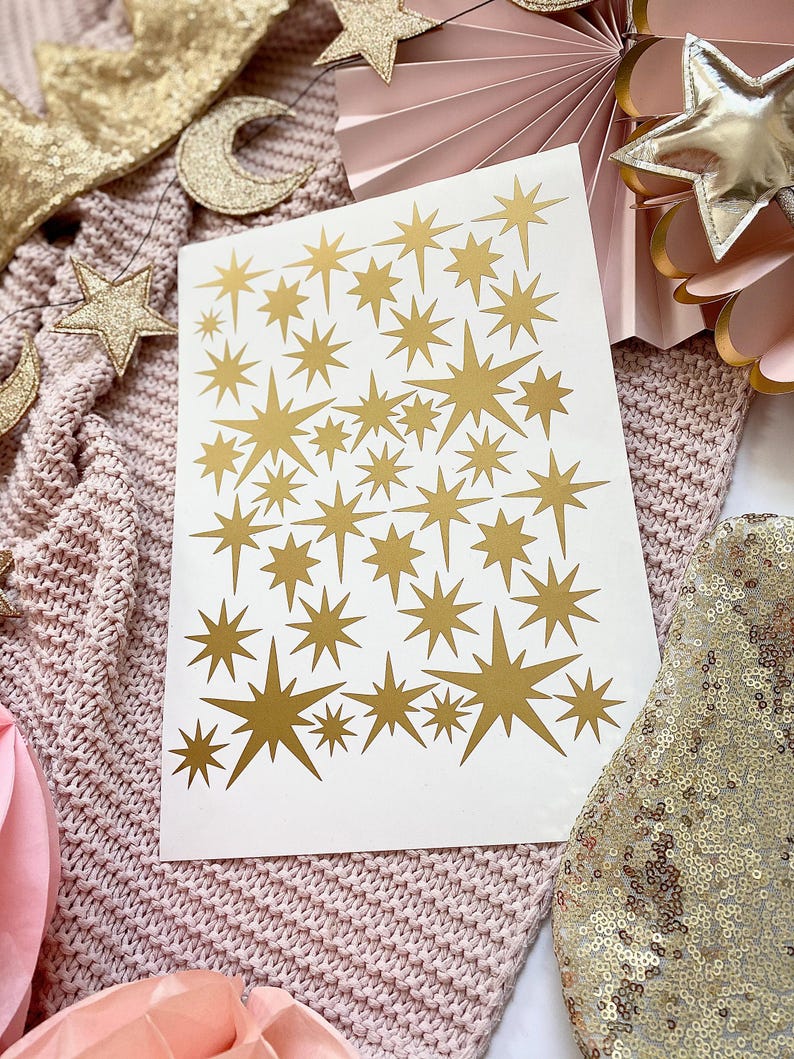 Cluster Star Wall Decals for Kids Rooms, Celestial Wall Stickers ...