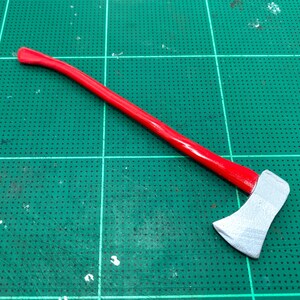 1/6 Scale Custom Made Fireman Axe Red Handle Hatchet Handmade ...