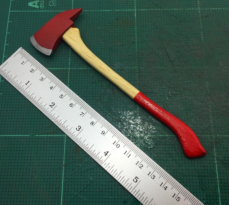 1/6 Scale Custom Fireman Axe Red Hatchet Handmade Handcraft Firefighter ...