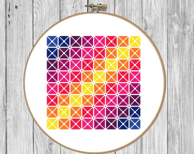 Square Cross Stitch Pattern Modern, Geometric Squares Cross Stitch ...