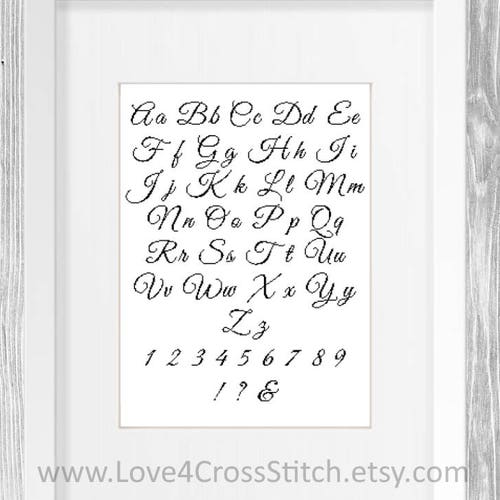 Alphabet Cross Stitch Pattern PDF Modern Cursive Lettering - Etsy