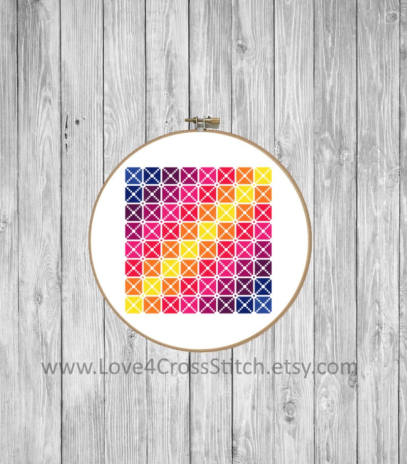 Square Cross Stitch Pattern Modern Geometric Squares Cross - Etsy