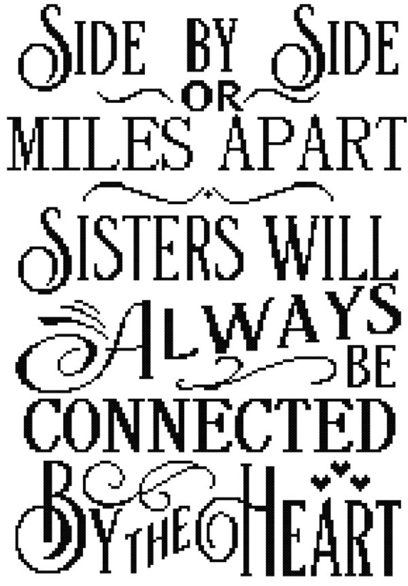 Sisters Cross Stitch Pattern Quote Long Distance Relationship Etsy