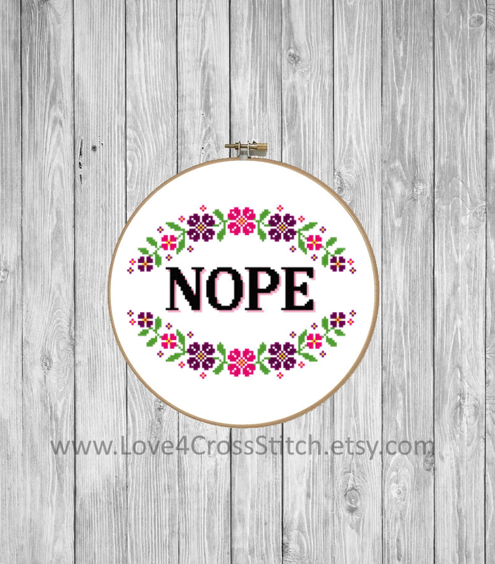 Nope Cross Stitch Pattern Modern Floral Border Cross Stitch - Etsy