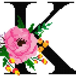 Letter K Monogram Cross Stitch Pattern Cross Stitch Alphabet - Etsy