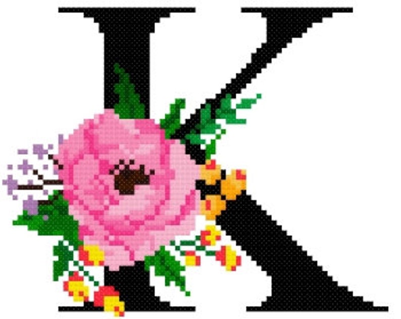 Letter K Monogram Cross Stitch Pattern Cross Stitch Alphabet - Etsy