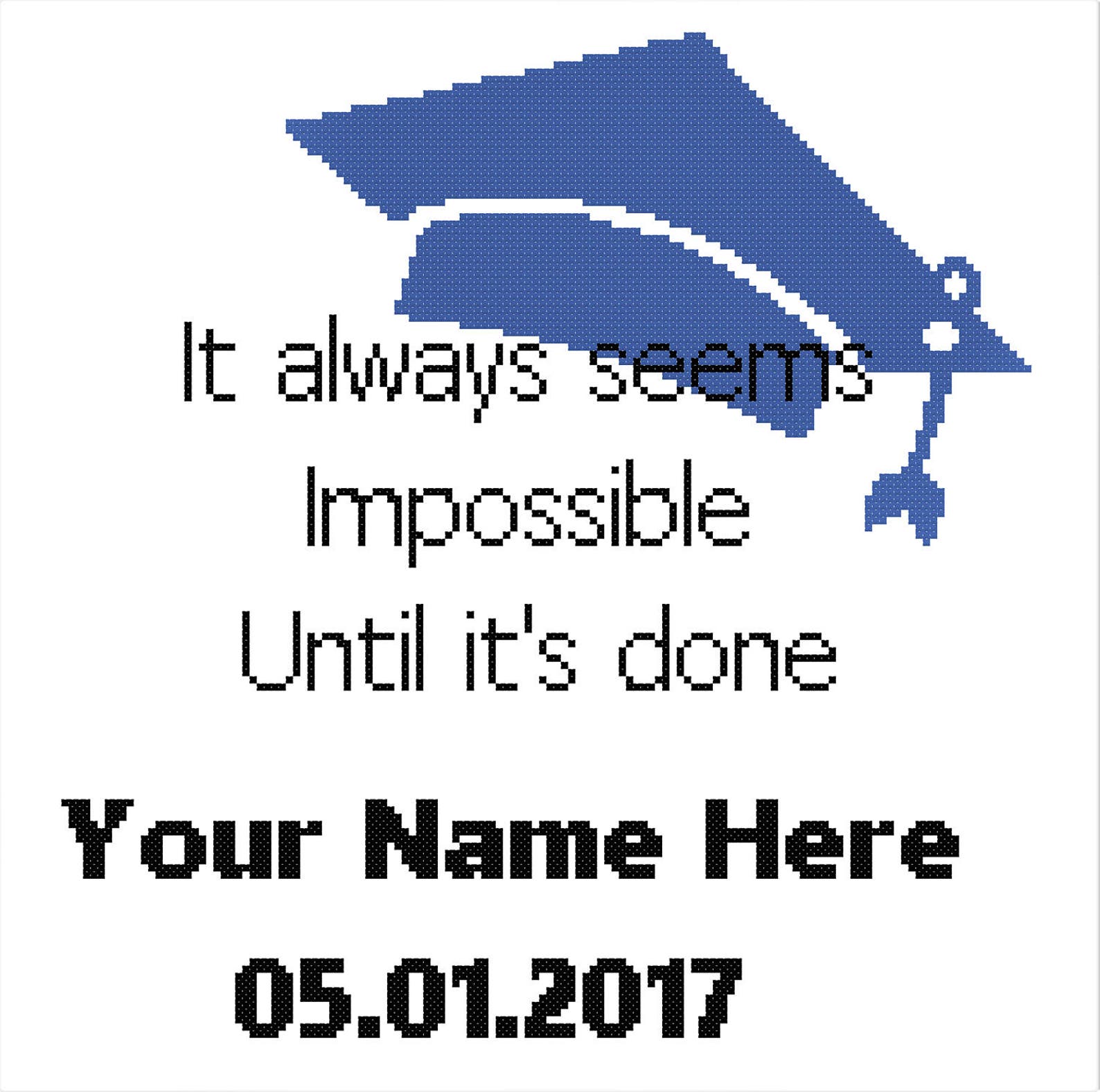 Custom Graduation Cross Stitch Pattern Modern Custom Cross | Etsy