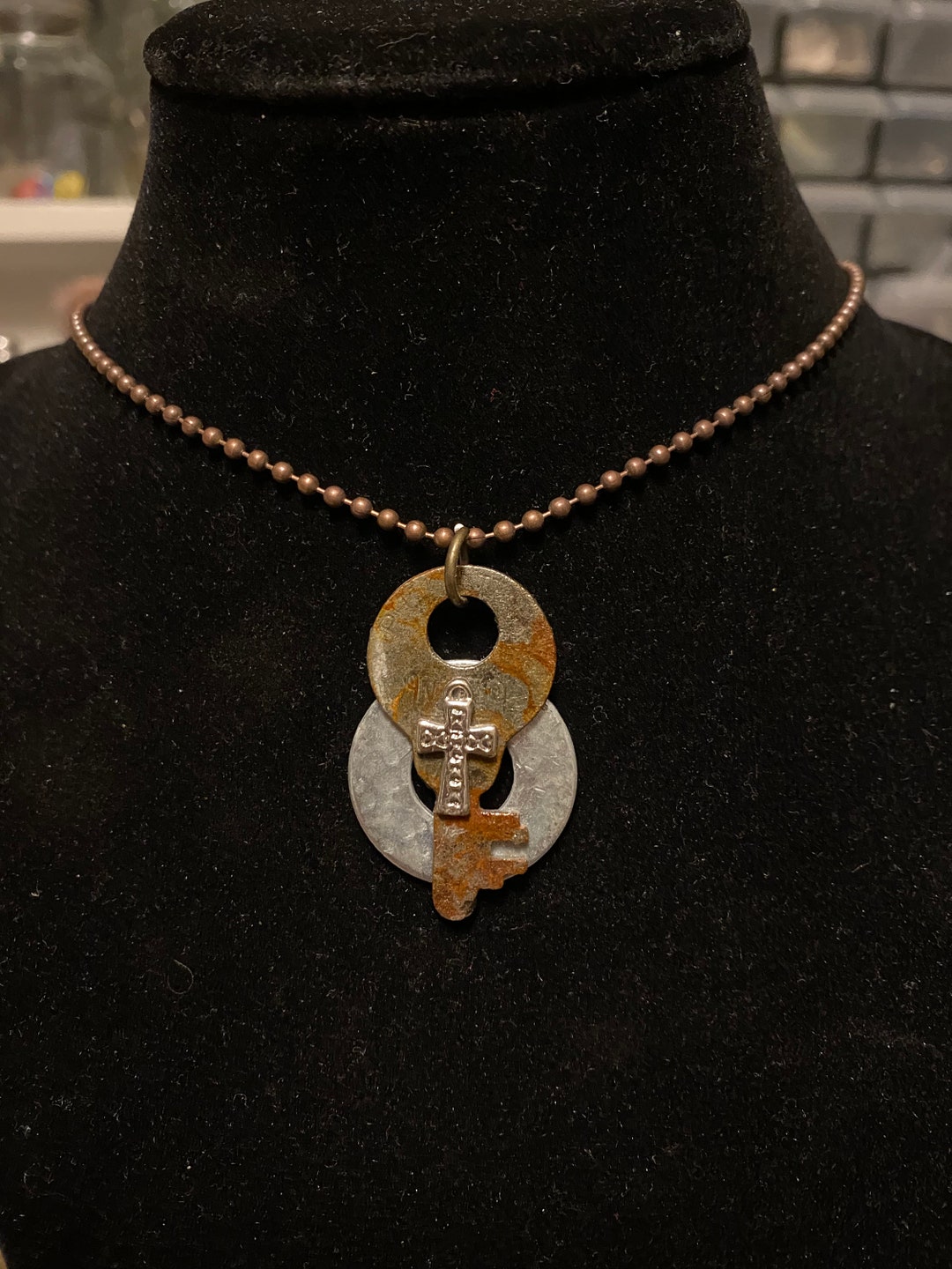 Vintage Key With Cross Pendant - Etsy