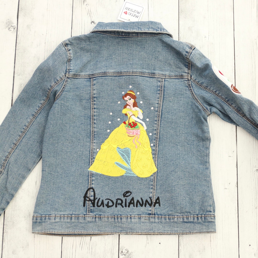 Girls Embroidered Disney Jacket, Rhinestone Crystals, Princess Belle ...