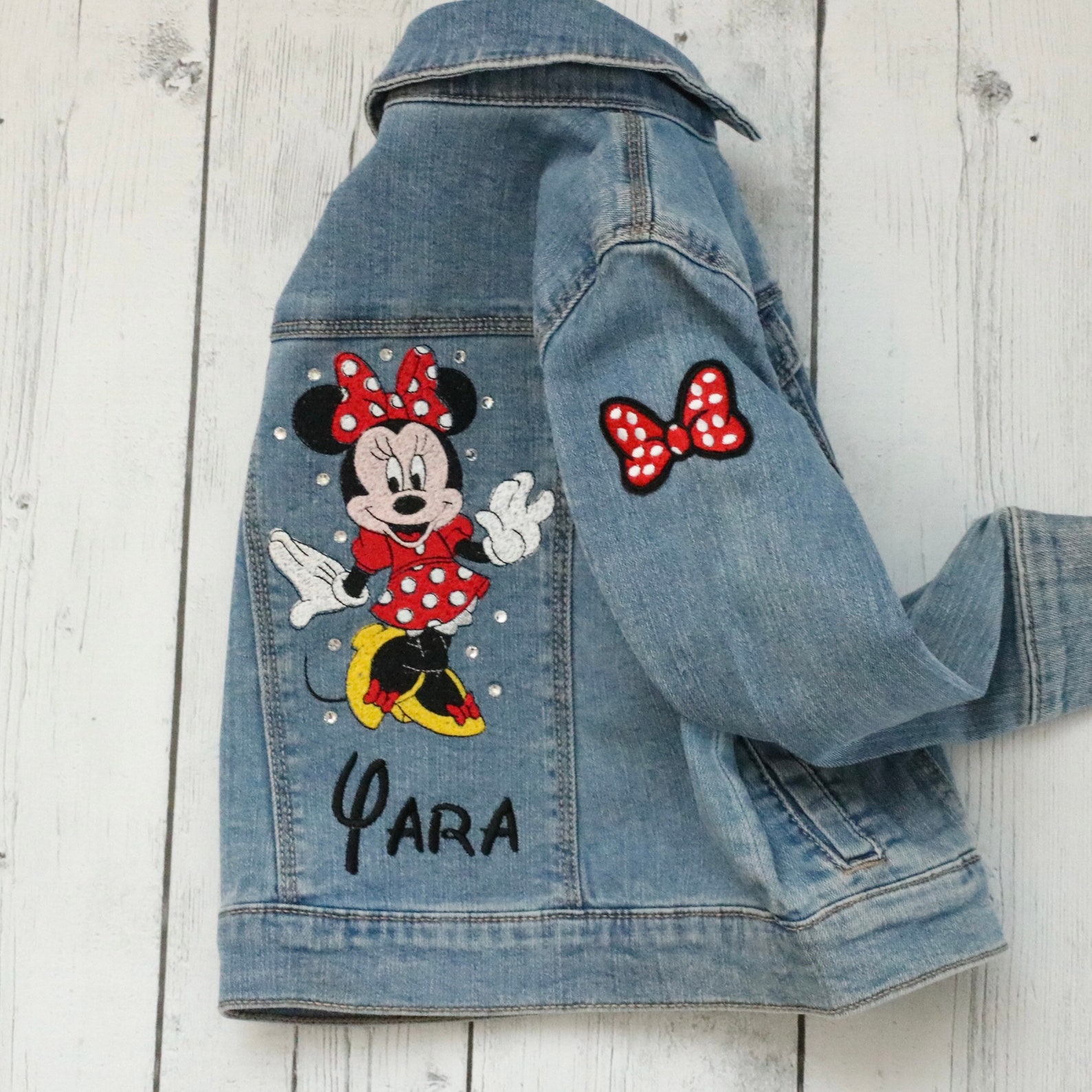 Girls Red Embroidered Disney Jacket Rhinestone Crystals - Etsy