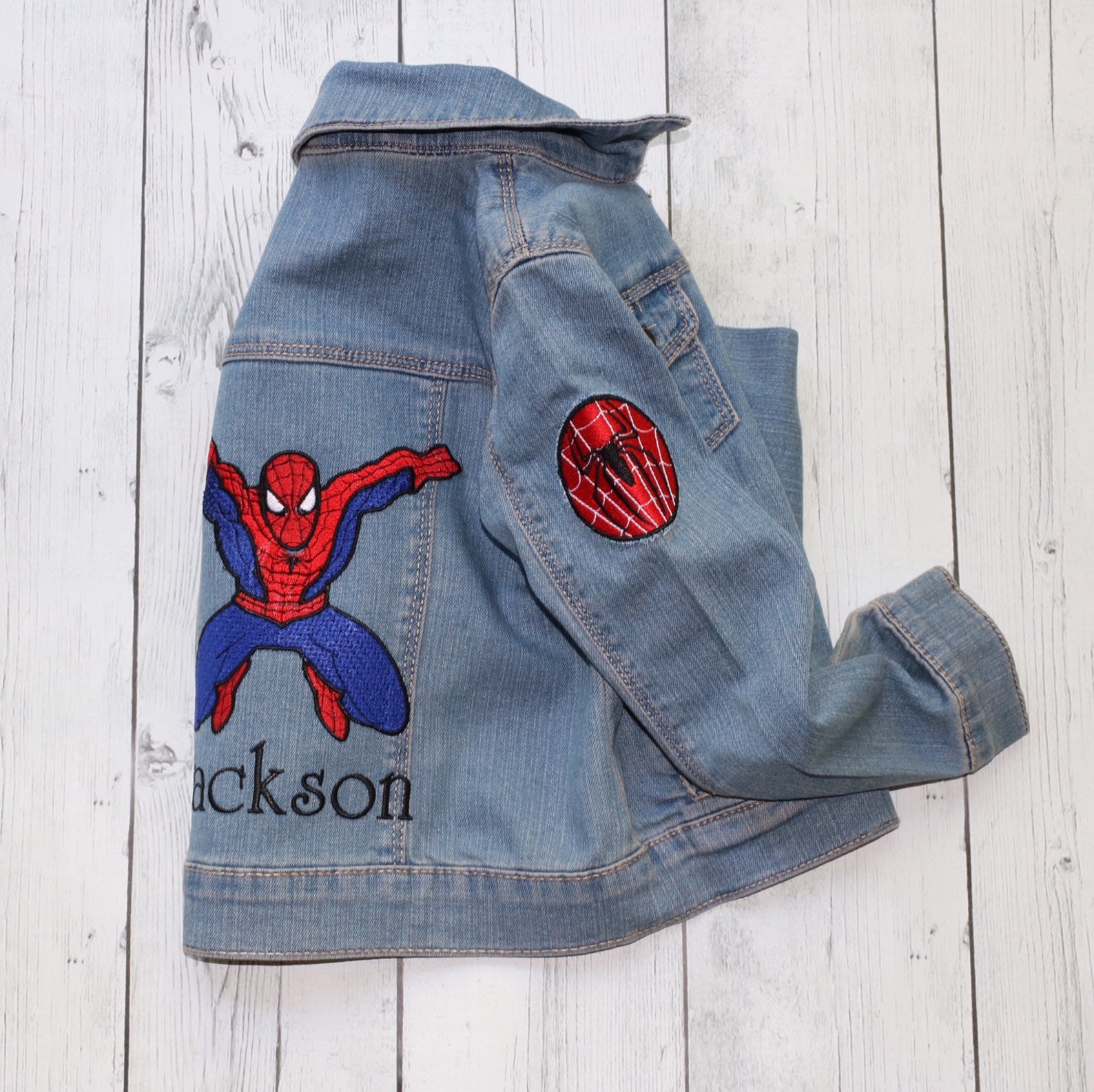 Kids Embroidered Denim Spiderman Jacket Marvel Comics Outfit - Etsy