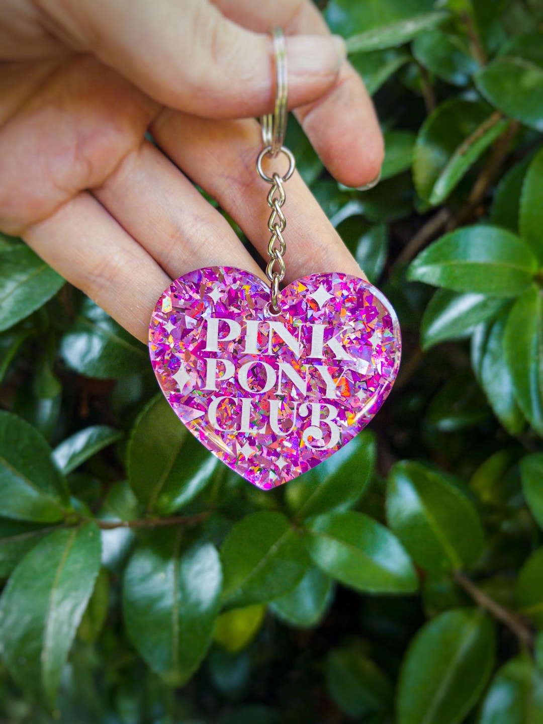 Pink Pony Club Keychain, Glitter Heart Shape, Chappell Roan Midwest ...