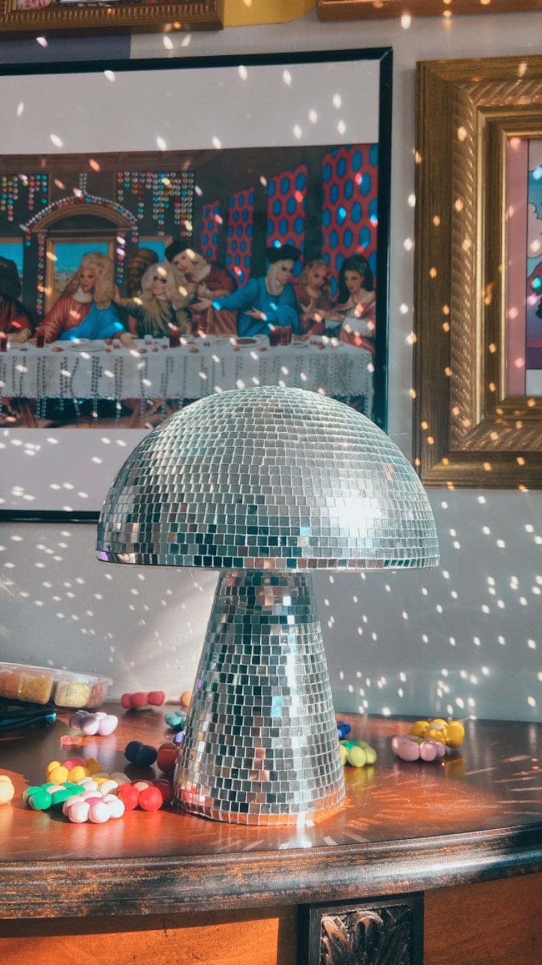 Disco Mushroom, Mirror Ball Party Decor, Silver Disco Tile - Etsy