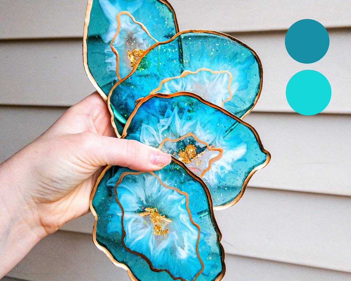 Custom Resin Geode Coasters, Agate Slice Coaster Set, Personalized ...