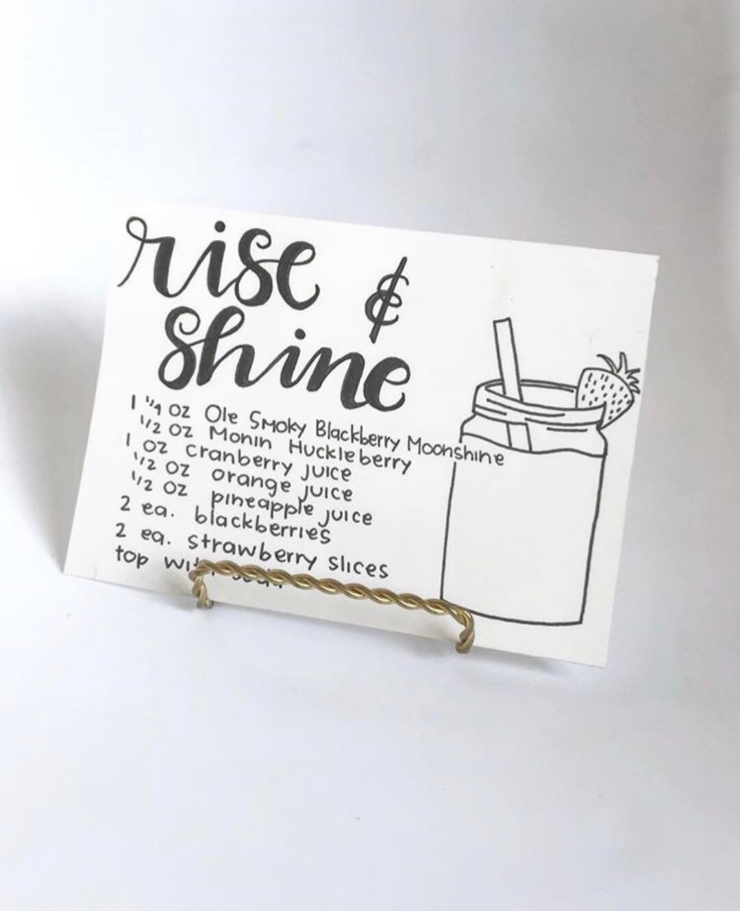 Hand Lettered Drink Recipe Cards, Cocktail Bar Cart Decor - Etsy