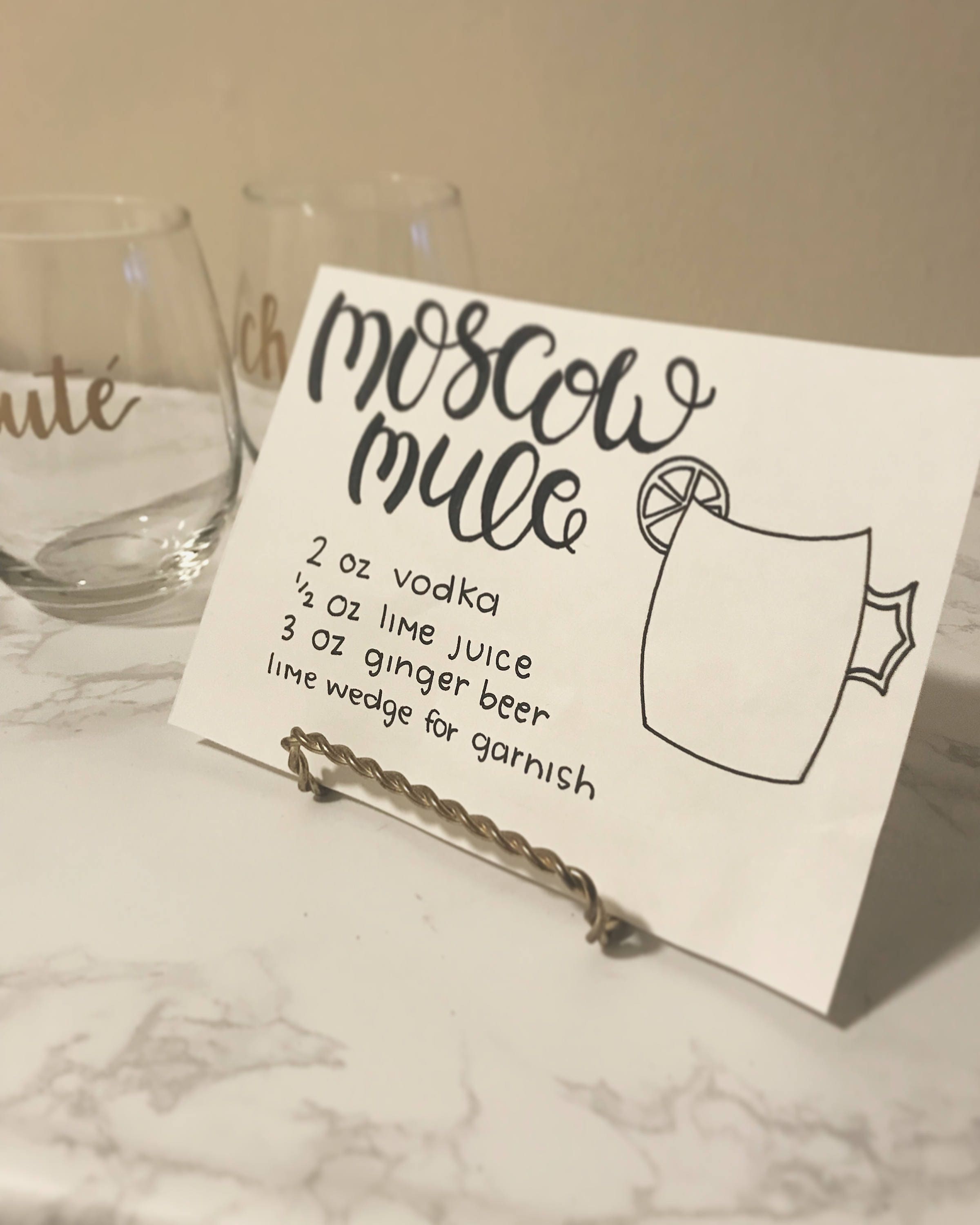 Hand Lettered Drink Recipe Cards Cocktail Bar Cart Decor | Etsy