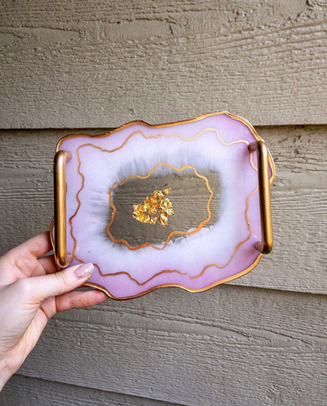 Custom Resin Geode Tray, Agate Slice Coffee Table Tray, Geode Makeup ...