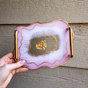 Custom Resin Geode Tray, Agate Slice Coffee Table Tray, Geode Makeup ...