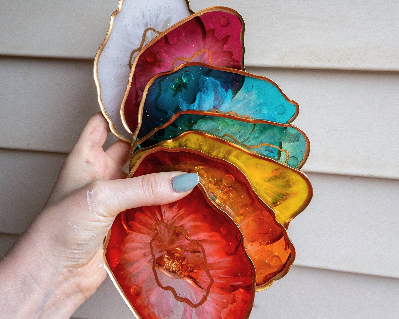 Custom Resin Geode Coasters, Agate Slice Coaster Set, Personalized ...