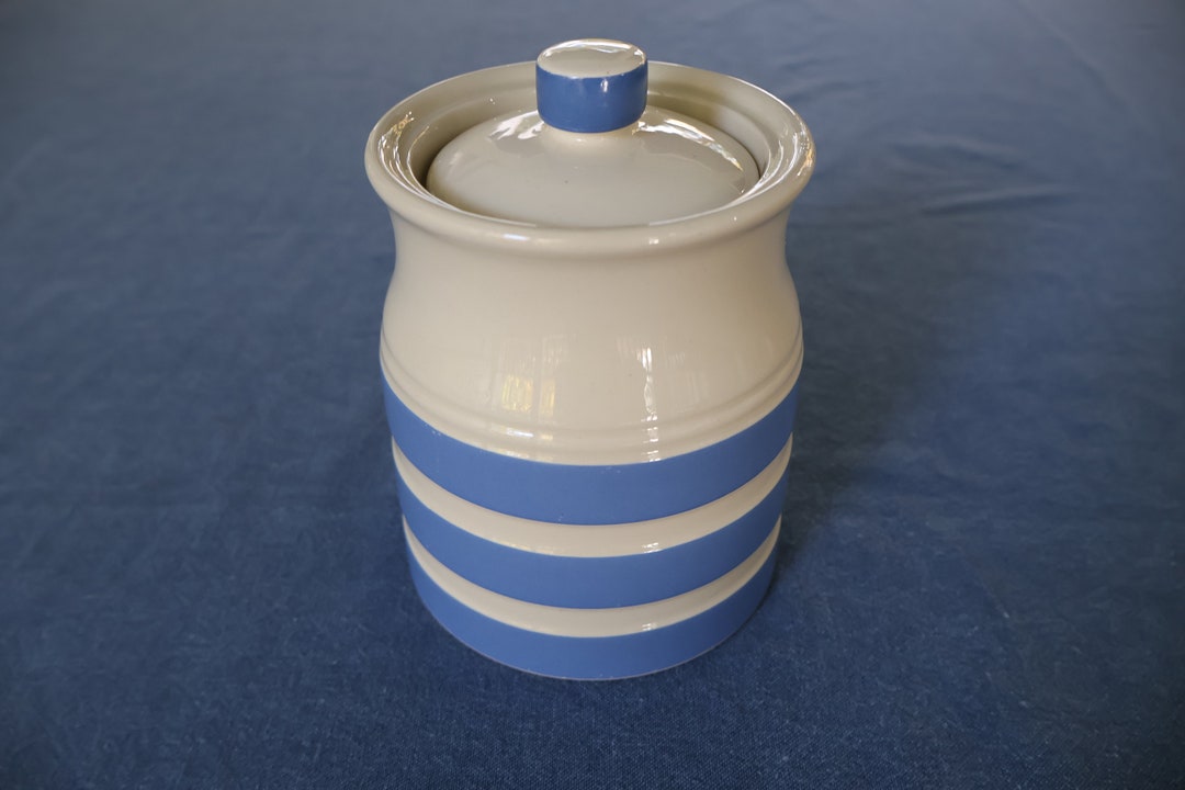 Heron Cross Pottery Cornishware Canister With Lid - Etsy