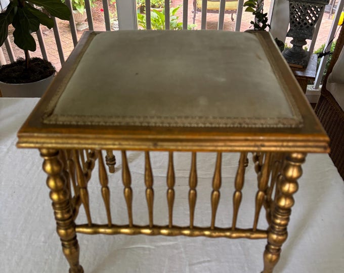 MCM Italian Gold Foot Stool With Green Velvet Seat - Etsy
