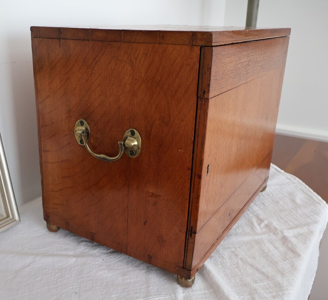 English Wooden Travel Box With Brass Handles;paper Lined - Etsy