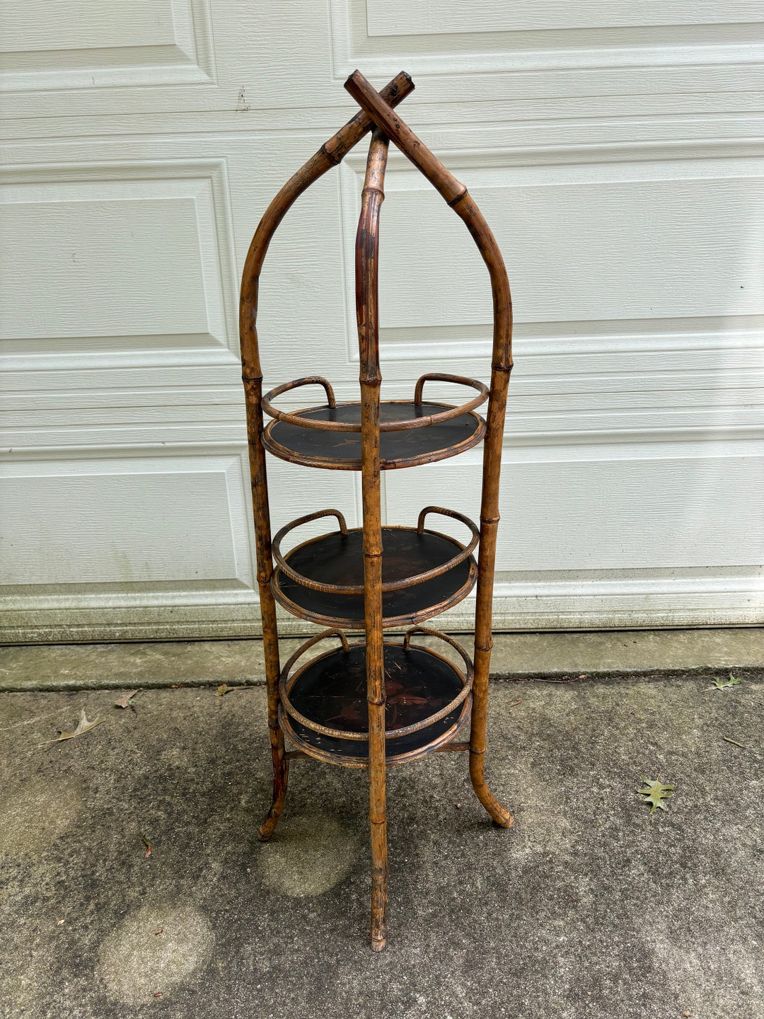 Vintage Bamboo Plant Stand With Painted Shelves - Etsy