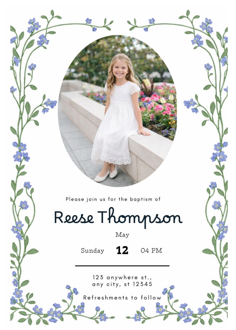 LDS Baptism Invitation Template | Editable Canva Baptism Invite ...